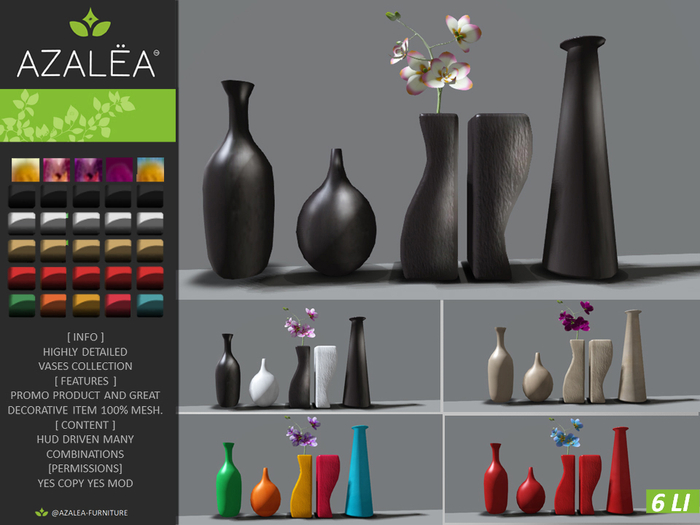 Second Life Marketplace - [AZALEA] PROMO VASES AVA